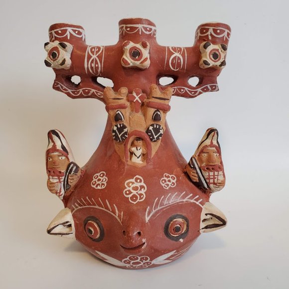 Hand Crafted | Art | Vtg Quinua Peruvian Clay Pottery Triple Candle ...